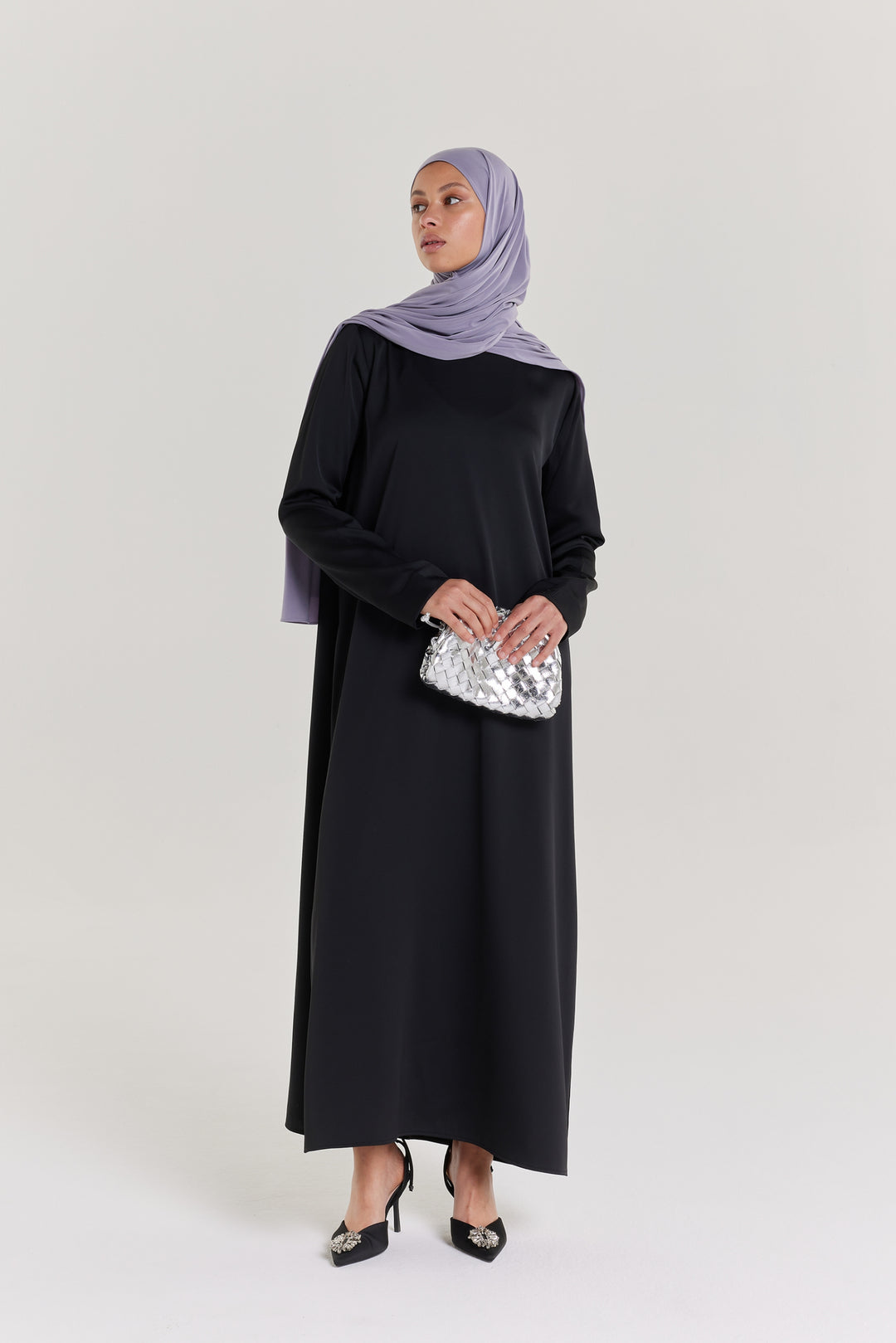Dull Satin Dress | Black | MERRACHI